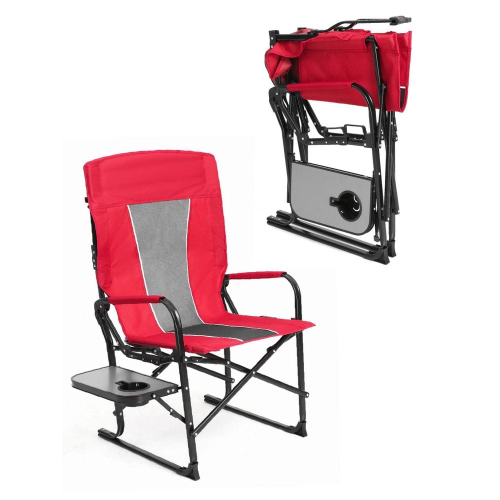 Red Metal Folding Camping Chair, Portable Director's Chair for Beach ...