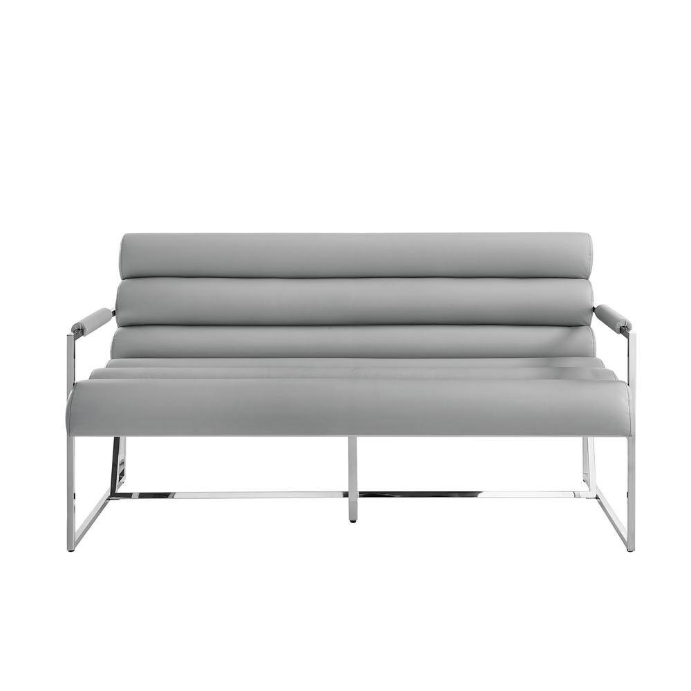 Inspired Home Maja Grey/Chrome Settee Upholstered, Stainless Steel ...
