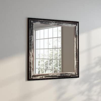 34 in. W x 34 in. H Framed Square Bathroom Vanity Mirror in Silver ...