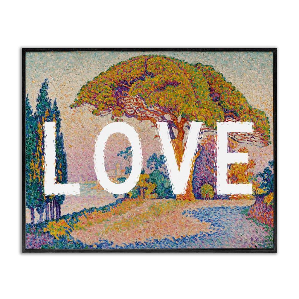 Stupell Industries Impressionist Love over Landscape by Daphne Polselli Black Framed Nature ...