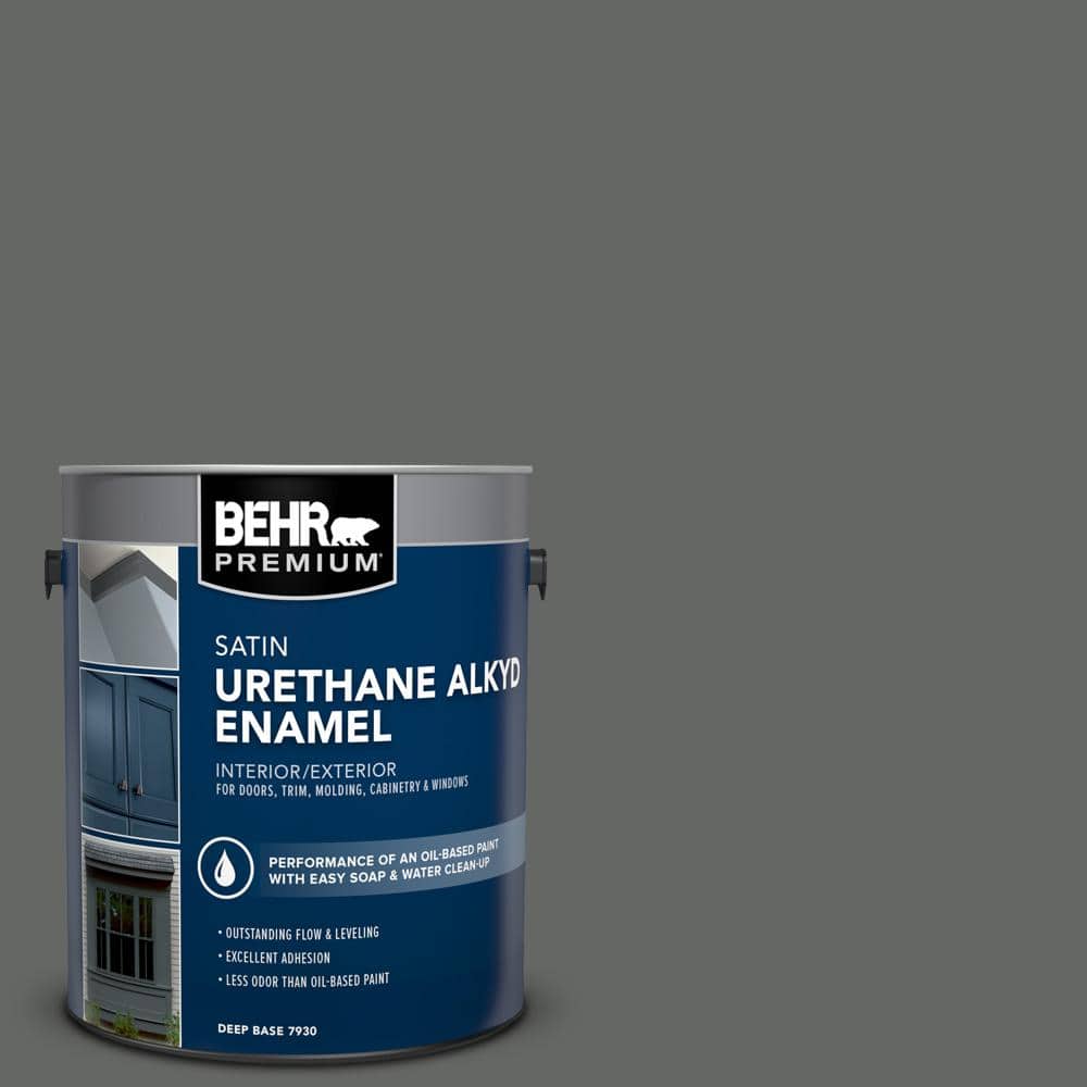 BEHR PREMIUM 1 gal. #PPU25-02 Black Locust Urethane Alkyd Satin Enamel ...