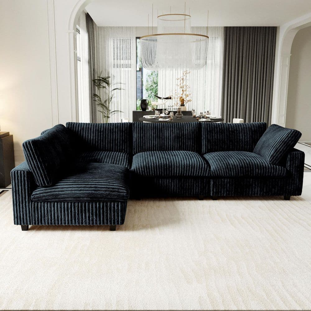 Magic Home 157 in. Square Arm Modern 4-Piece Free Combination Velvet ...