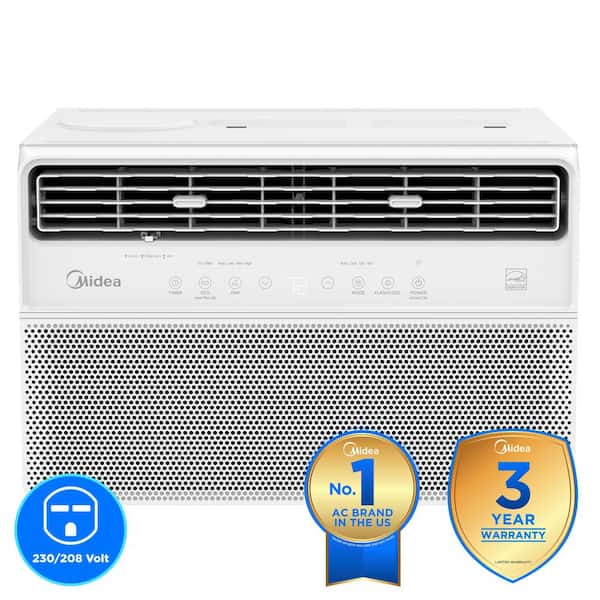 Midea 8,000 BTU Smart Window AC Cools up to 350 sq. ft. with Heater ...