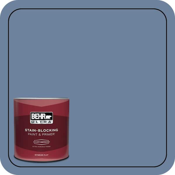 BEHR ULTRA 1 qt. #S530-5 Brisk Blue Extra Durable Flat Interior Paint ...