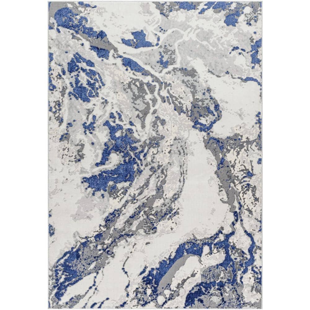 Livabliss Sunrise Blue/Gray Abstract 8 ft. x 10 ft. Indoor Area Rug ...