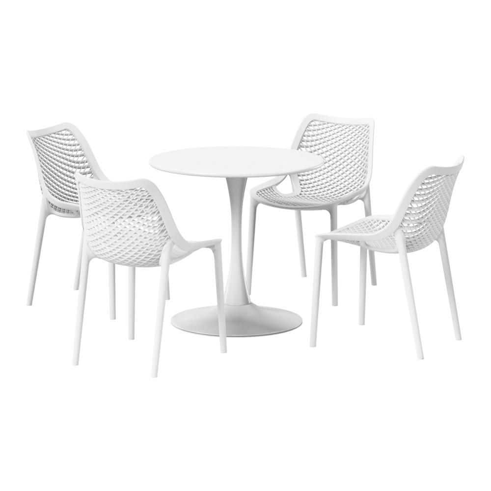 WESTIN OUTDOOR Frond and Form Outdoor Patio Modern 5-Piece Round HDPE ...