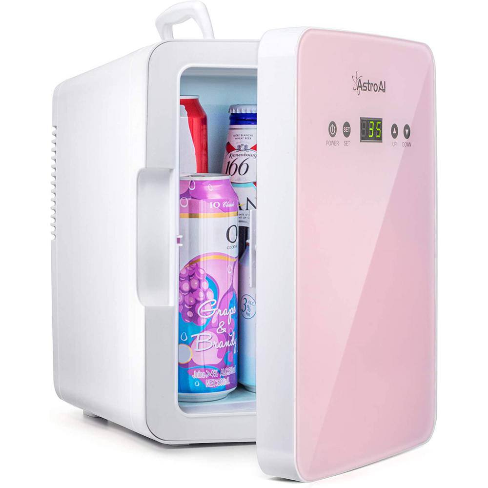 AstroAI Mini Fridge Portable 0.35 cu. ft. 15 Can AC/DC 12v in Pink ...