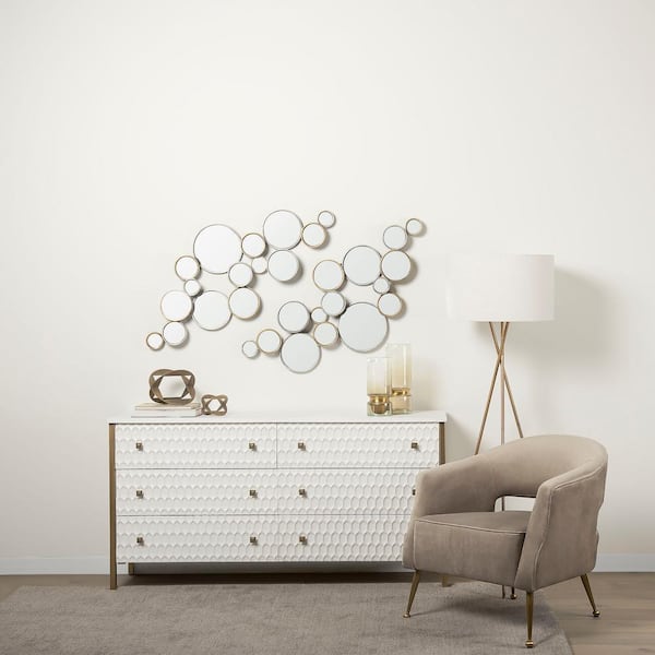 Mercana Savannah White Wood 62.6 in. Sideboard with Gold Accents 6 ...