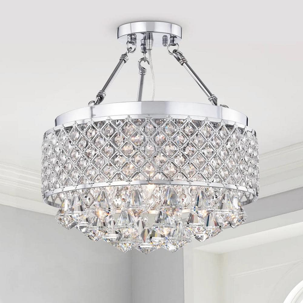 Maxax Jackson 15 in. 4-Light Semi-Flush Mount with Crystal MX19086-4CH ...