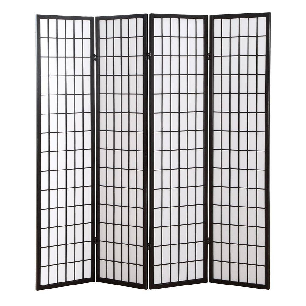 ALMOSARA DEVELOPMENT LLC 72 in. Black 4-Panel Room Divider C-BZPD-583 ...