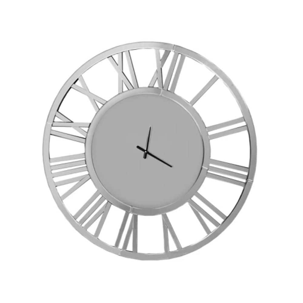 Afoxsos Silver Mirrored Roman Numeral Wall Clock with Acrylic Glass ...