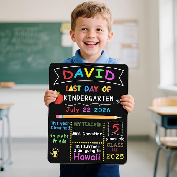 Afoxsos 1-Pack 10.3 x 13 in. Double Sided Back to School Sign for Kids ...