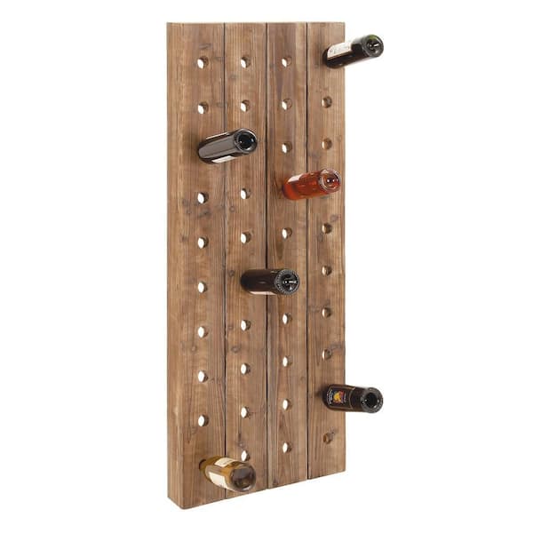 Litton Lane 40- Bottle Brown Tall Wall Wine Rack 55409 - The Home Depot