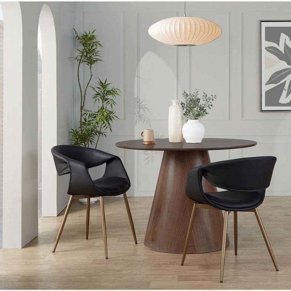 Lumisource Curvo Antique Copper Metal and Black Faux Leather ...