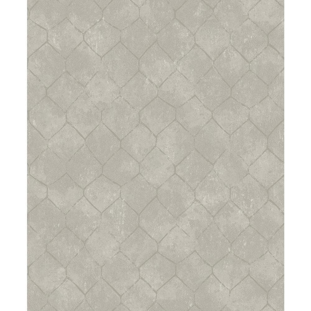 A-Street Prints Rauta Silver Grey Hexagon Tile Wallpaper Sample 4105-86656SAM - The Home Depot