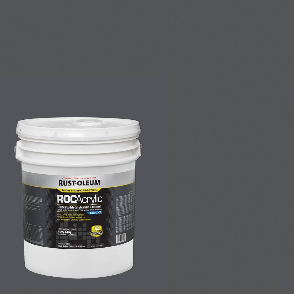 Rust-Oleum 5 gal. ROC Acrylic 3800 DTM OSHA Gloss Navy Gray Interior ...
