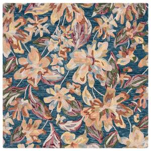 SAFAVIEH Blossom 6 ft. x 6 ft. Ivory/Plum Floral Oversized Square Area ...