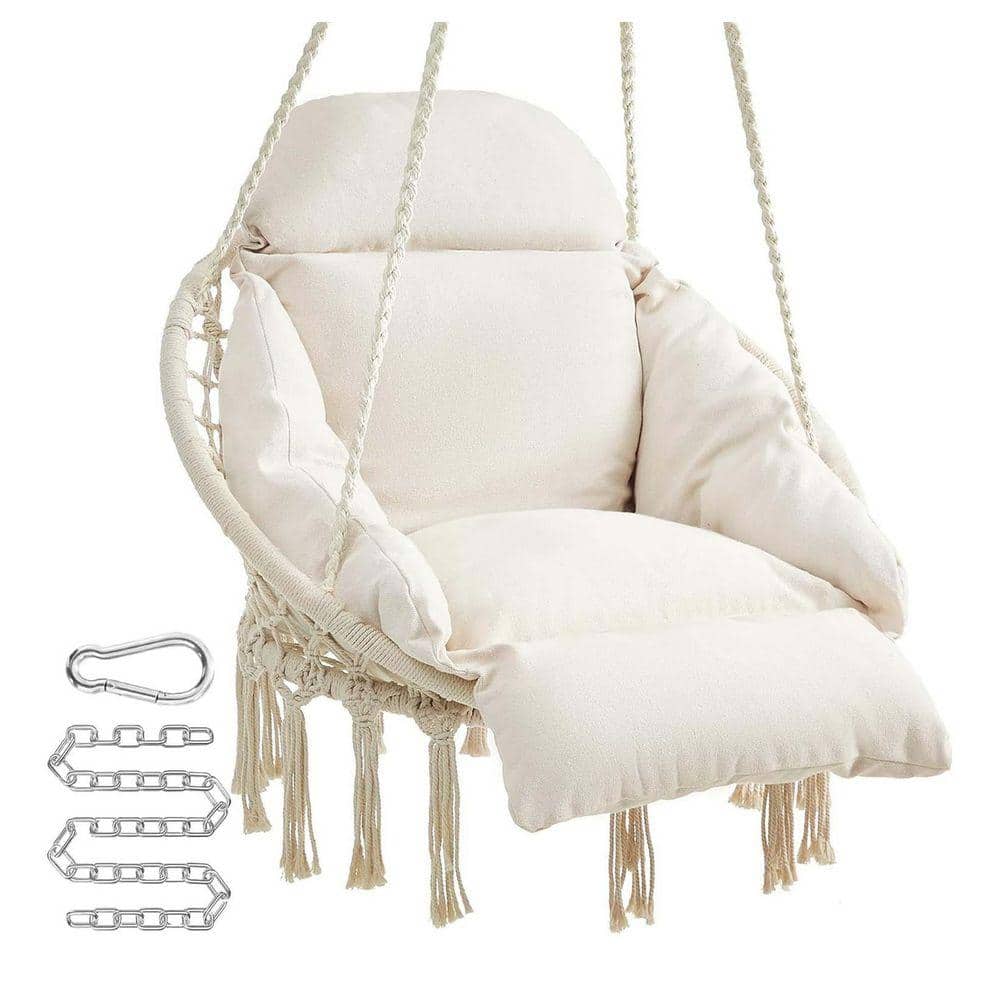 Hanging Chair Hammock Boho Swing Chair Cloud White PU5TX5 - The Home Depot