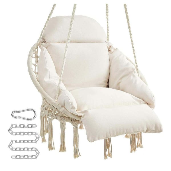 Hanging Chair Hammock Boho Swing Chair Cloud White PU5TX5 - The Home Depot