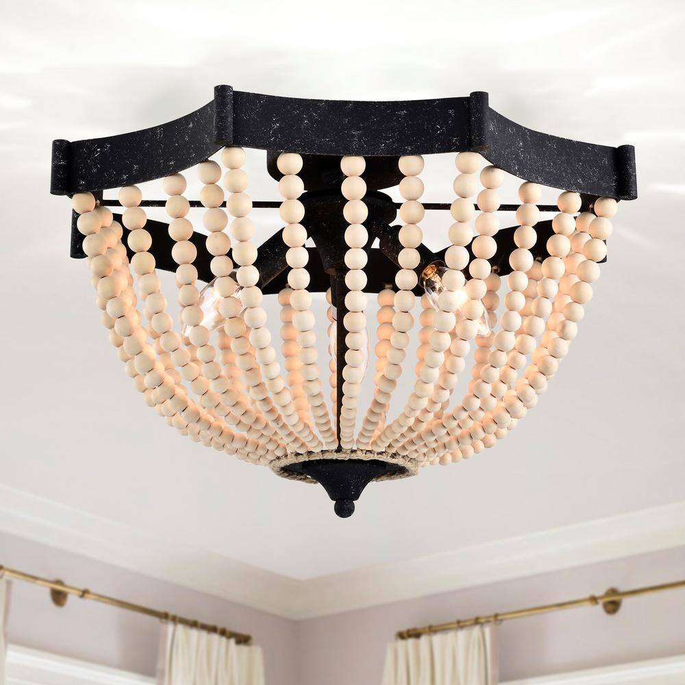 Warehouse of Tiffany Xasan 19 in. 3-Light Indoor Weathered Black and ...