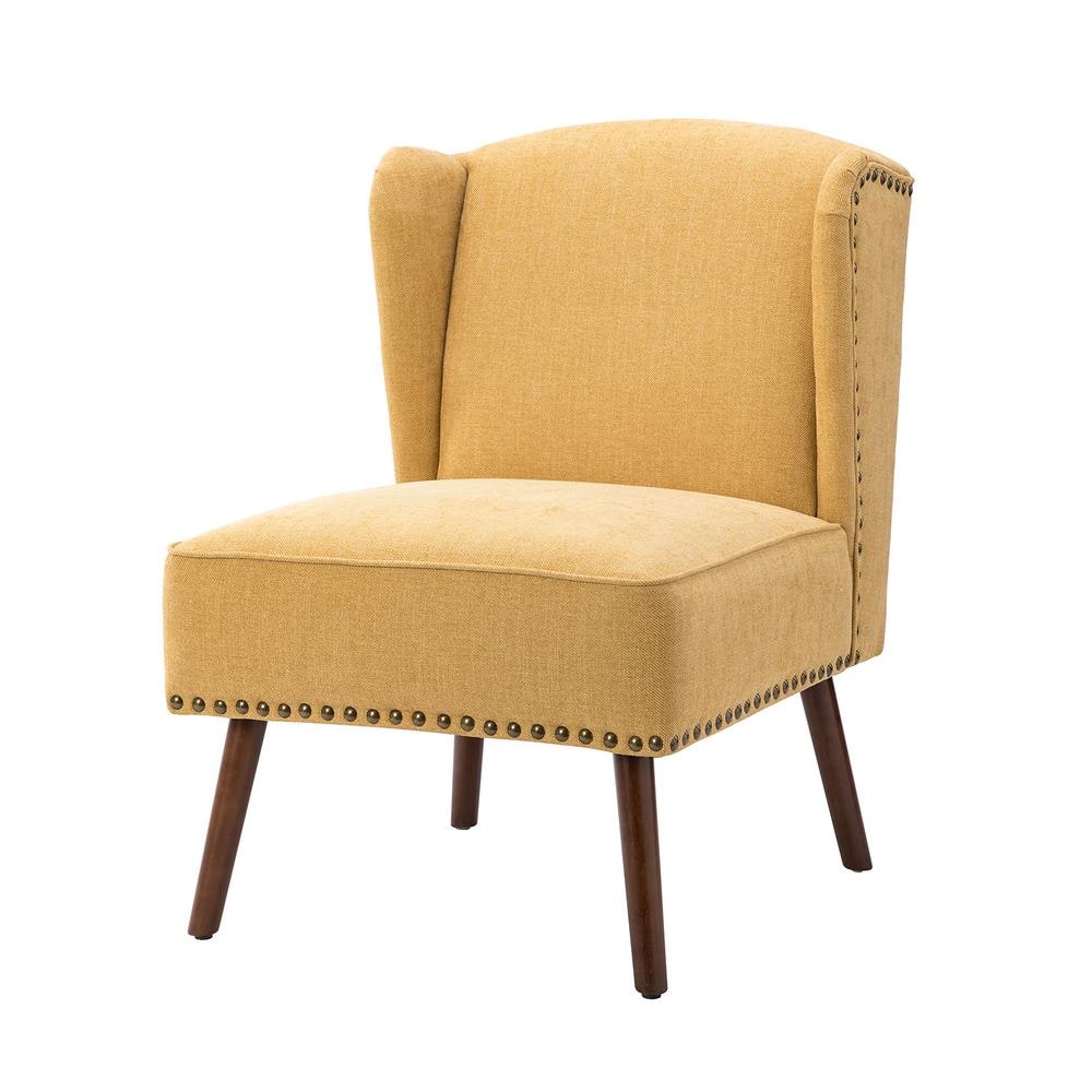 JAYDEN CREATION Rhexenor Mustard Side Chair with Nailhead Trim CHWH0525 ...