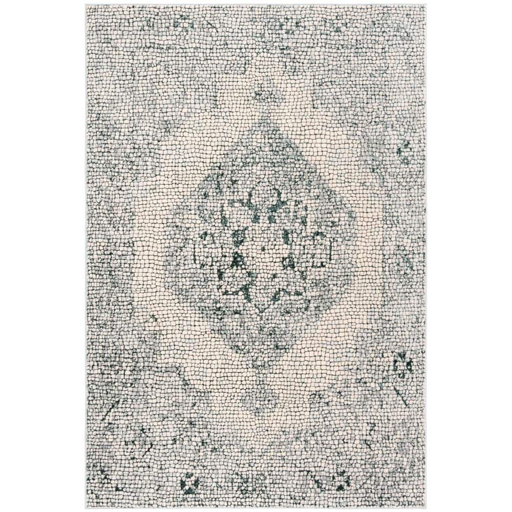 SAFAVIEH Marseille 5 ft. x 8 ft. Light Sage Distressed Medallion Area ...