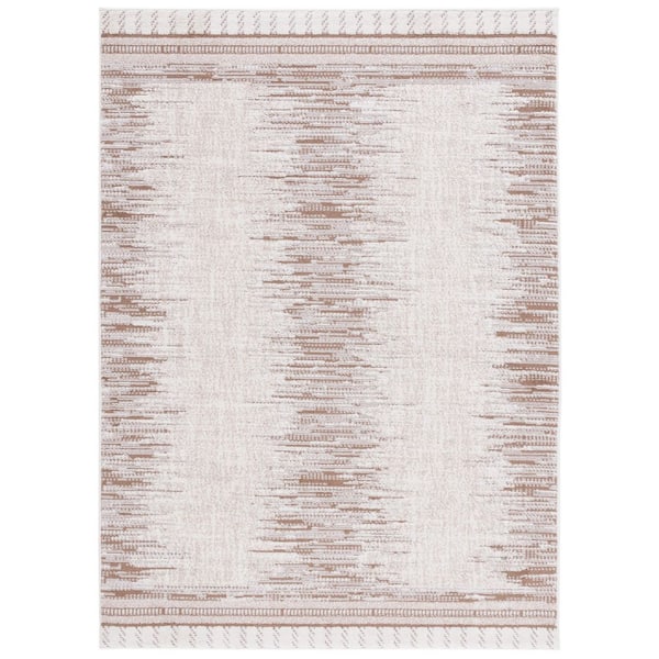 SAFAVIEH Alamo 8 ft. x 10 ft. Taupe/Ivory Horizontal Transitional Area ...