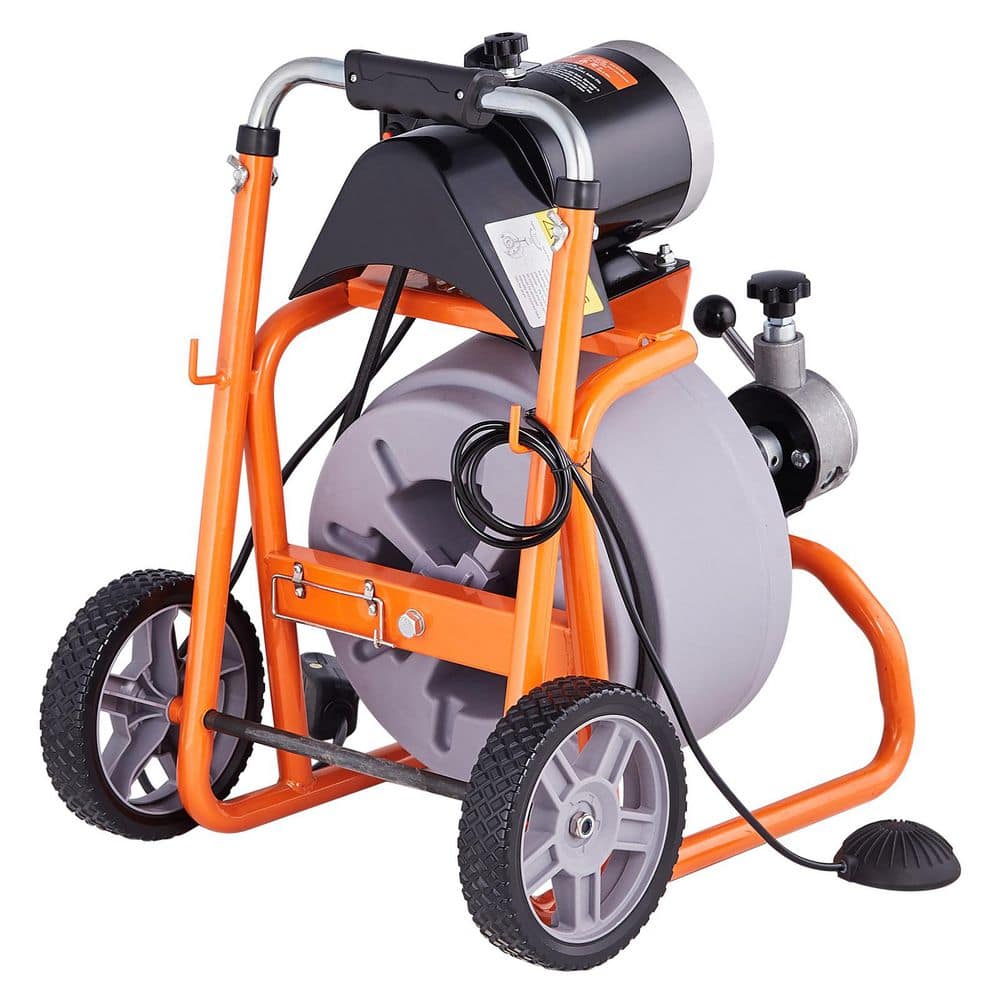 SKYSHALO Drain Cleaner Machine 100 ft. x 3/8 in. Auto Feed Sewer Snake ...