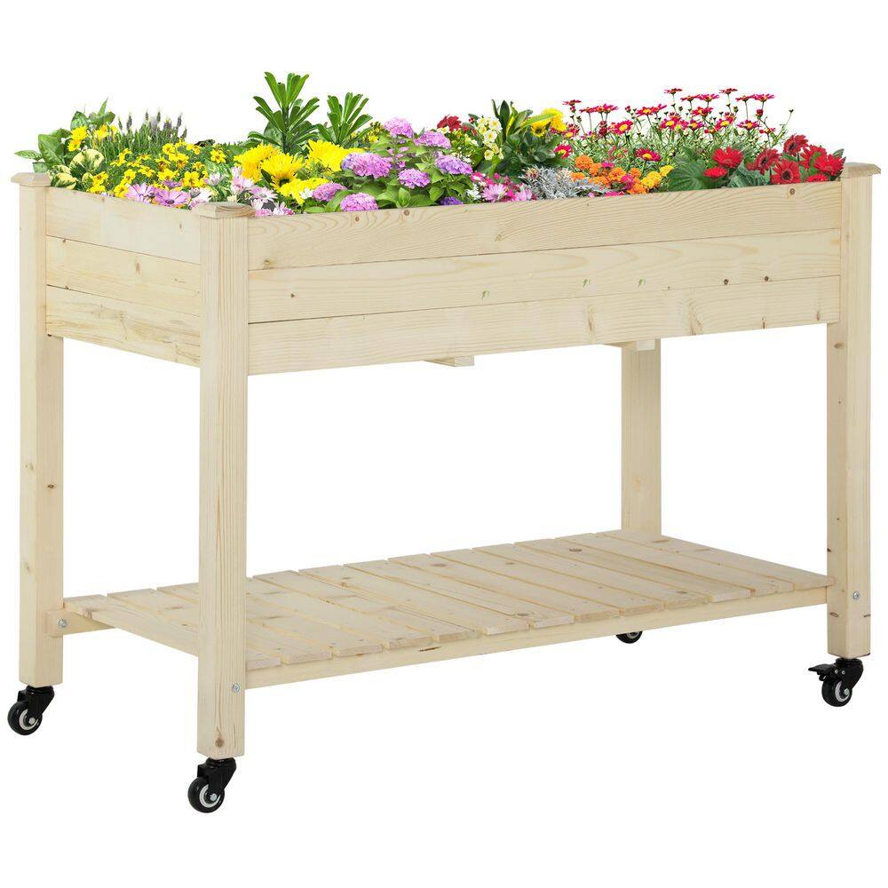 47 in. x 22 in. x 33 in. Natural Elevated Wooden Planter Box with ...