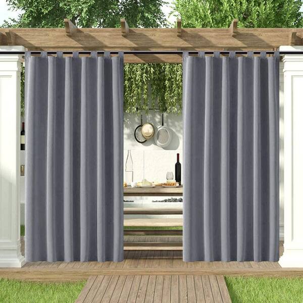 Pro Space Grey Novelty Thermal Tab Top Blackout Curtain - 50 in. W x 84 ...