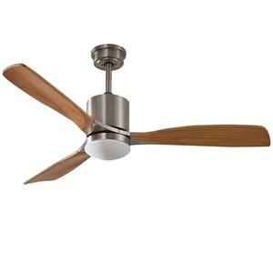 52 in. LED Indoor Sand Nickel Chandelier Ceiling Fans with Lights Kit ...