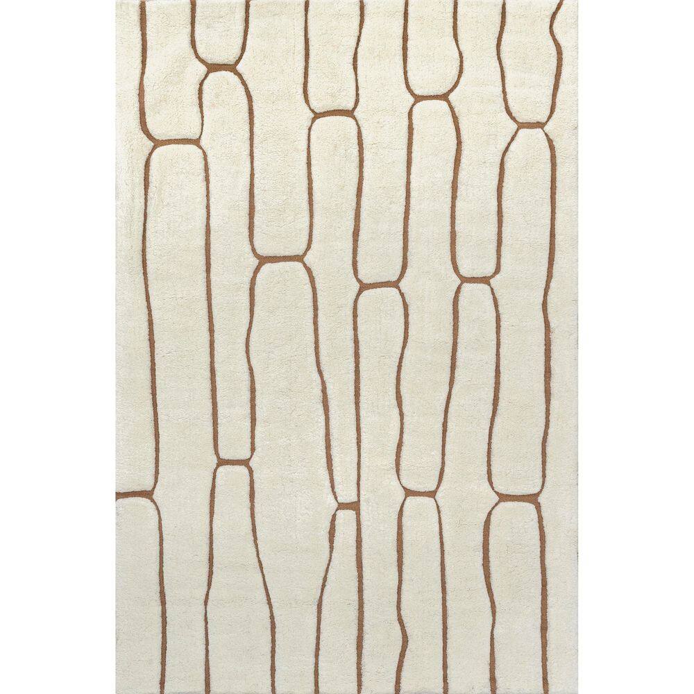 RUGS USA Nazco Abstract New Zealand Wool Cream 8 ft. x 10 ft. Area Rug ...