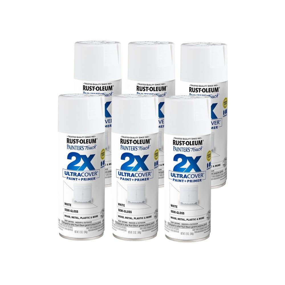 Rust-Oleum Painter's Touch 2X 12 oz. Semi-Gloss White General Purpose ...