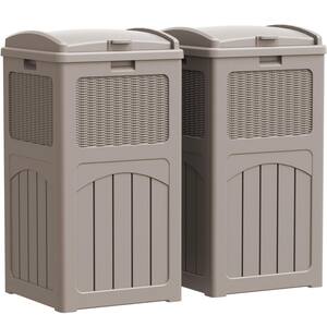 Patiowell 36 gal. Resin Outdoor Trash Can, Plastic Deck Box in Brown ...
