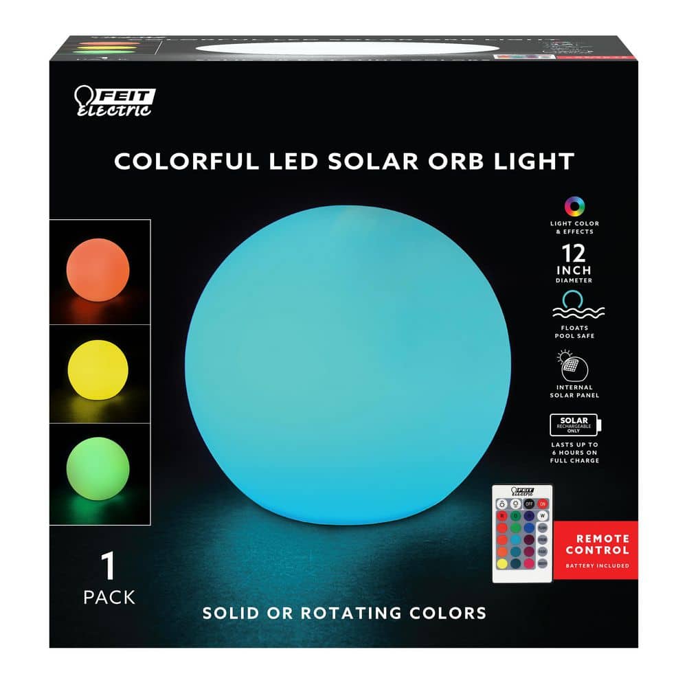 Feit Electric 12 in. Color Changing Solar LED Orb with Remote Control ...