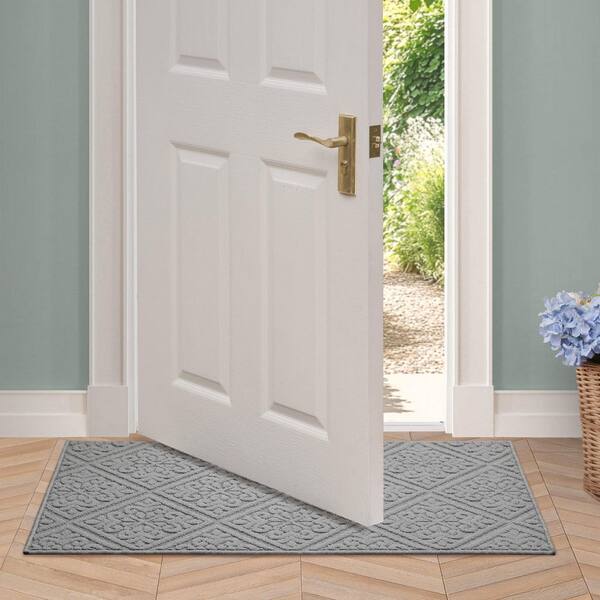 Laura Ashley Austell Solid 2 ft. x 4 ft. Light Gray Geometric Area Rug ...