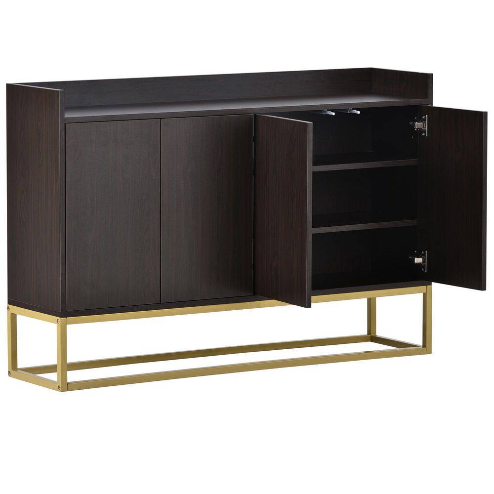 URTR Espresso Sideboard Buffet with 4 Doors and Adjustable Shelf ...
