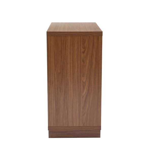 Uixe Walnut 31.7 in. H 2-Rattan Doors Accent Storage Cabinet with 3 ...