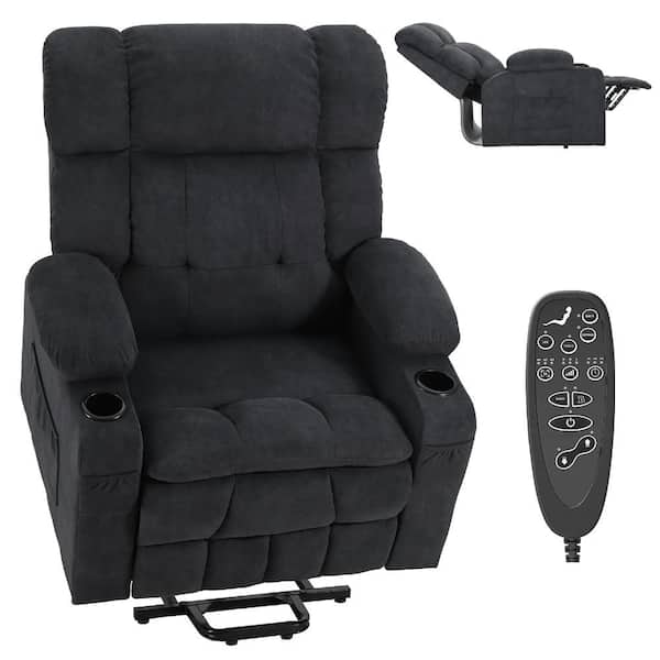 YOFE Gray Baby Velvet Extra Wide Oversized Electric Power Lift Recliner ...