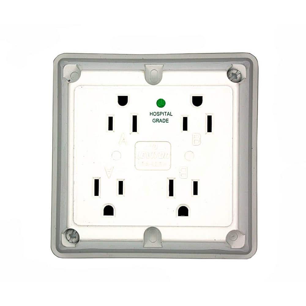 Leviton 15 Amp 125 V Hospital Grade Quadplex Outlet/Receptacle, White ...