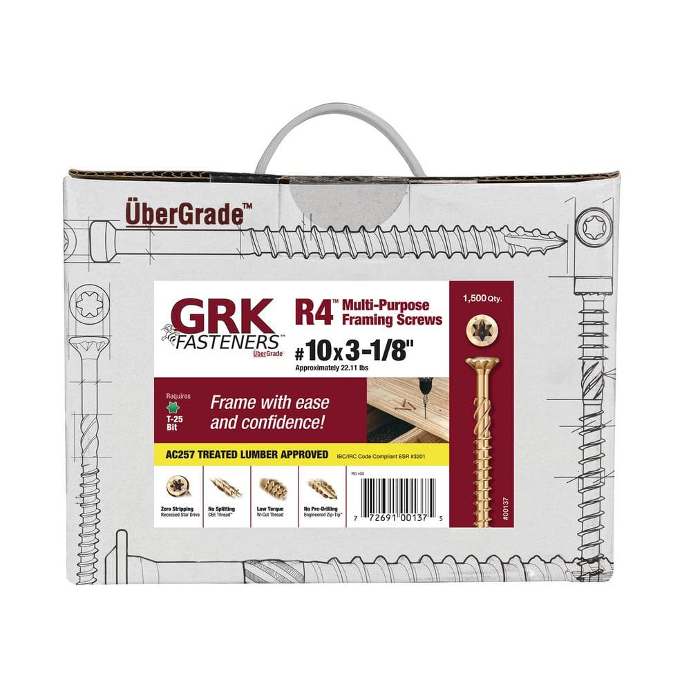 GRK Fasteners #10 x 3-1/8 in. Star Drive Torx Bugle Head Multi-Purpose ...