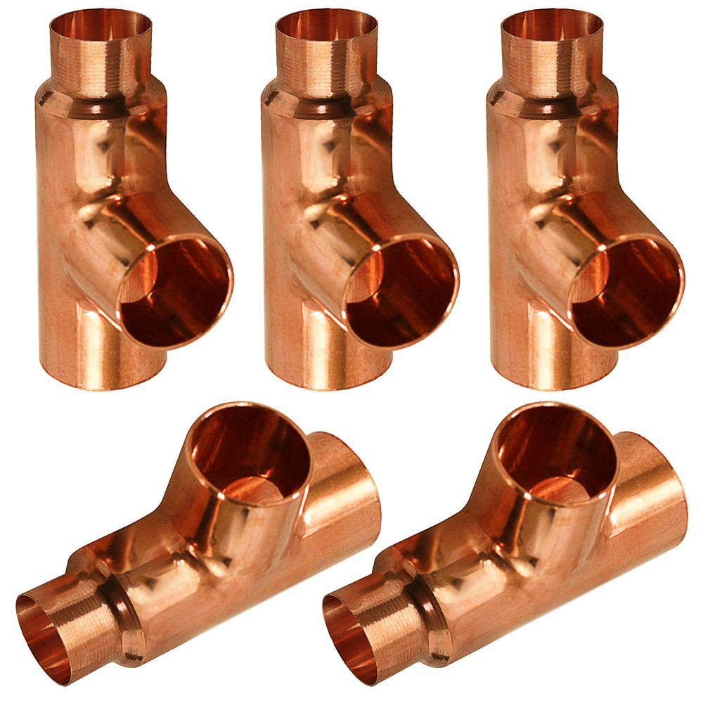 PLUMBFLEX 3/4 in. x 1/2 in. x 3/4 in. Copper Reducing Tee Fitting with Solder Cups (5-Pack ...