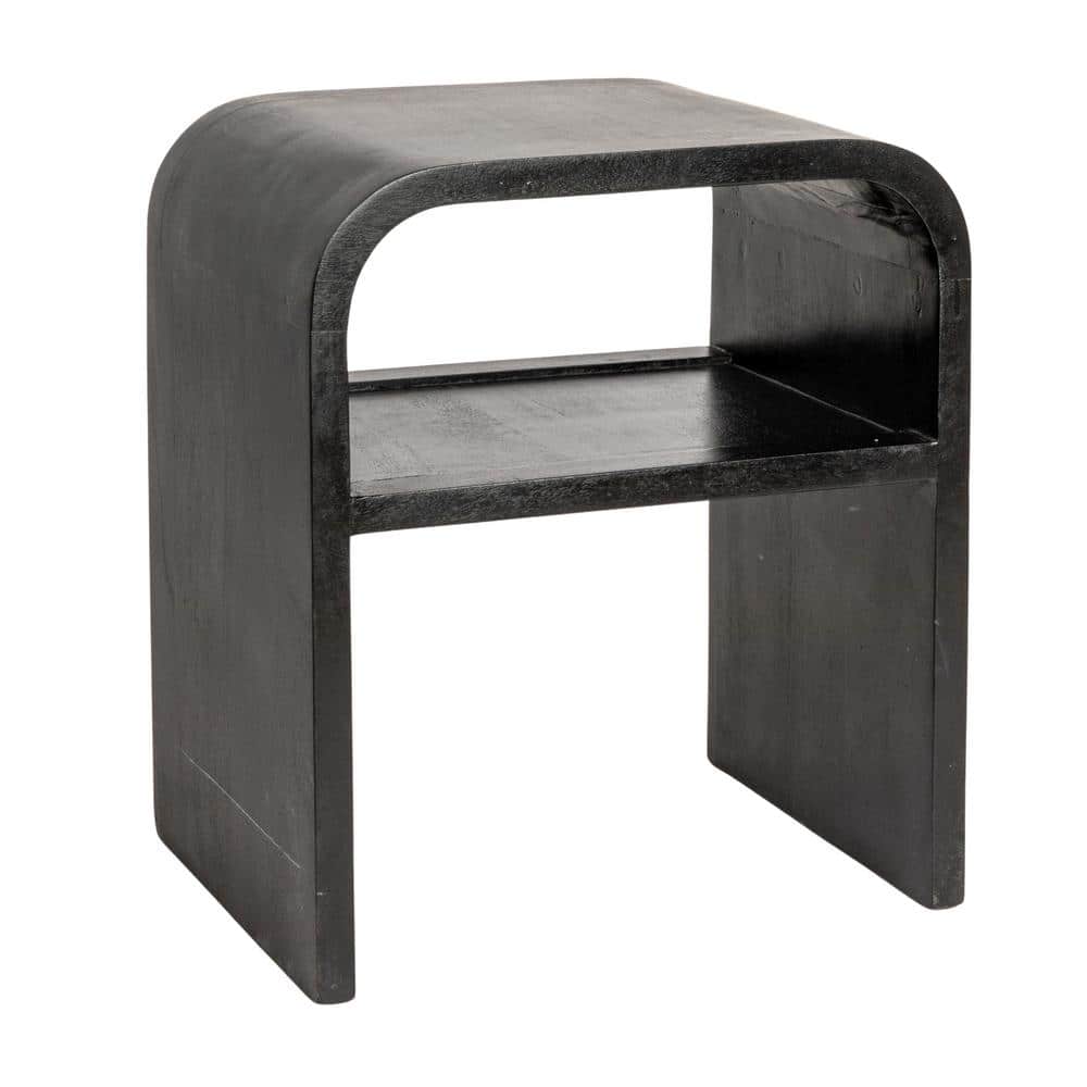 Storied Home 18 in. Black Square Mango Wood Waterfall End Table with ...