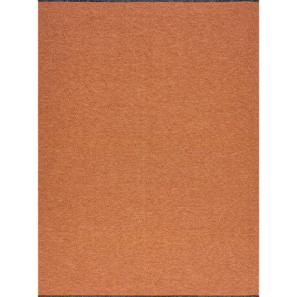 Tayse Rugs Alma Orange 5 ft. x 7 ft. Geometric Machine Washable Indoor ...