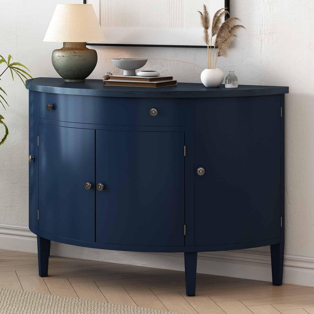 Polibi Navy Blue Wood 47.2 in. Sideboards with Adjustable Shelves SL625 ...