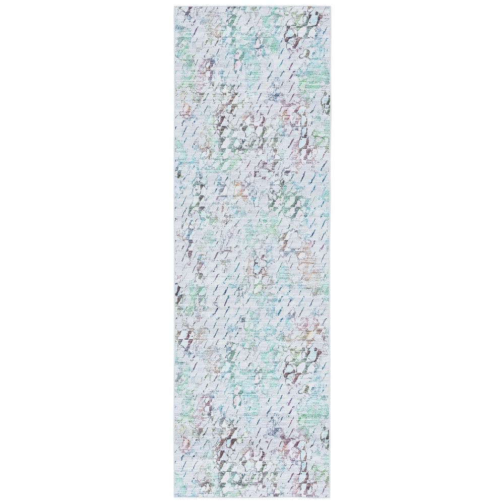 SAFAVIEH Tacoma Gray/Green 3 ft. x 8 ft. Machine Washable Multi Runner ...