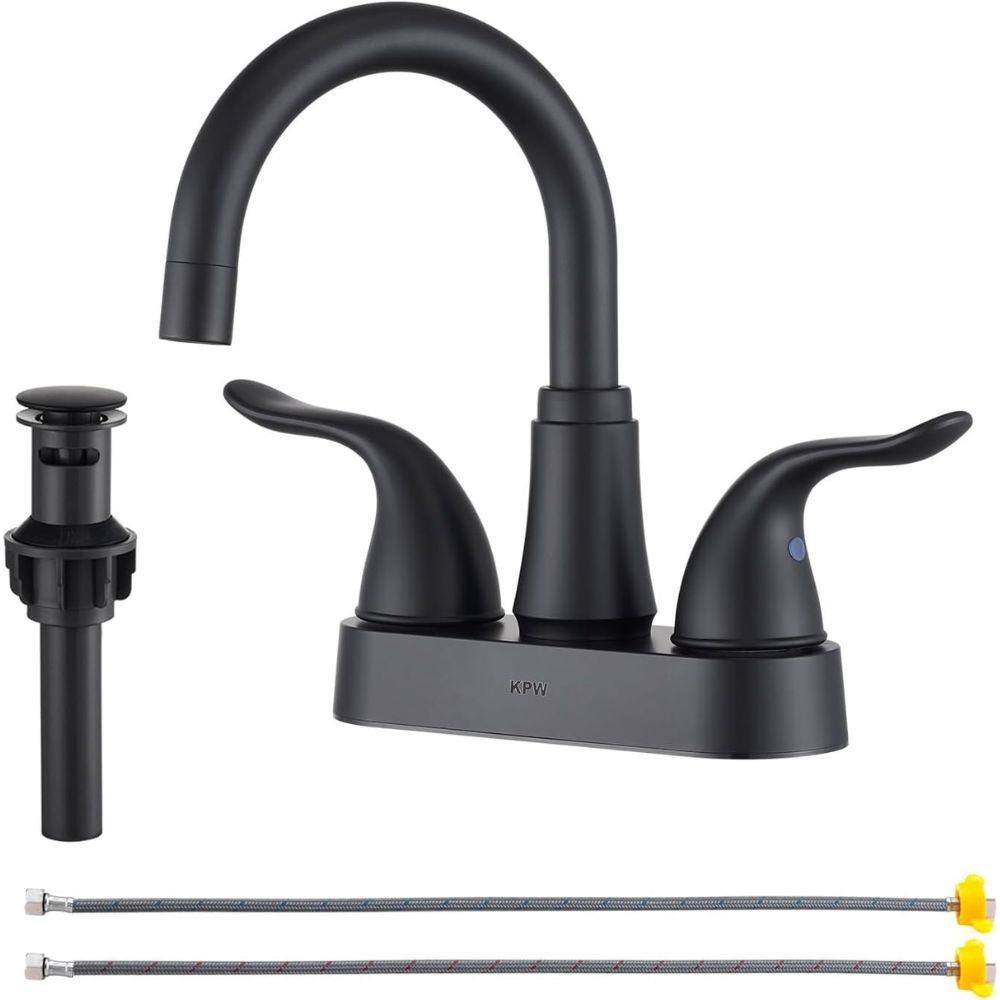 Lukvuzo Non Metallic 4 in. Centerest Double Handle High Arc Bathroom ...