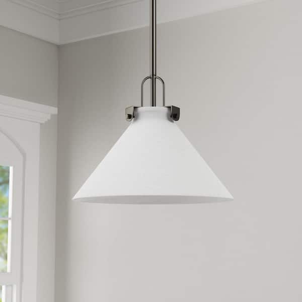 Maxax 1-Light 11.8 in. Gray Glass Modern Bowl Dimmable Mini Pendant ...