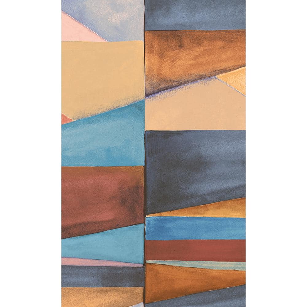 Walls Republic Multicolor Blue Gradient Block Geometric Print Non-Woven ...