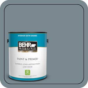 BEHR PREMIUM PLUS 8 oz. #N470-5 Norwegian Blue Satin Enamel Interior ...